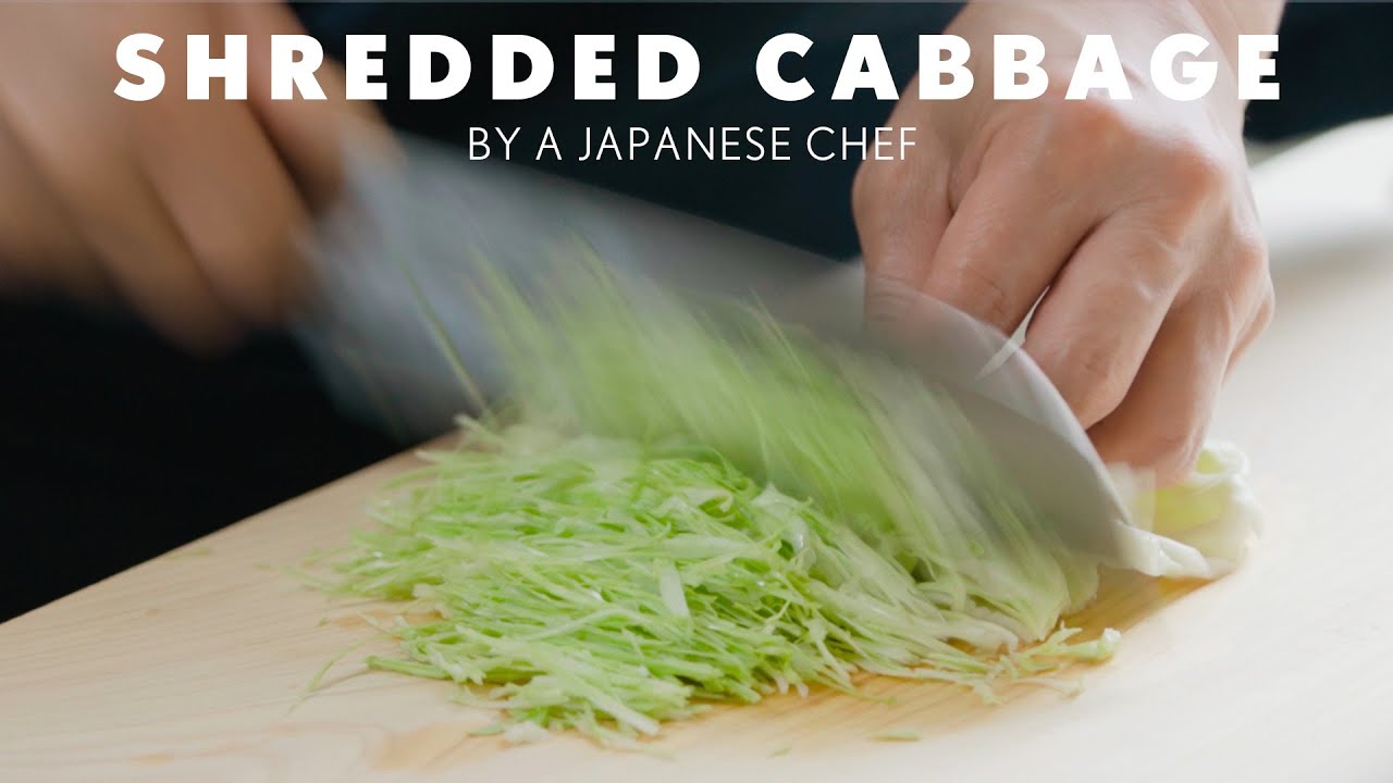 Vegetable cutting skills - How to make Shredded Cabbage By a Japanese ...